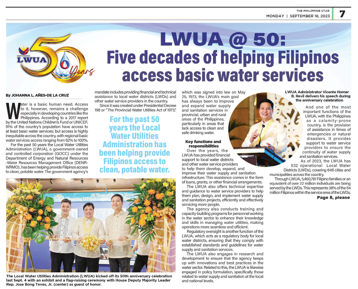 LWUA Marks Five Decades of Service and Excellence | Power 4 All